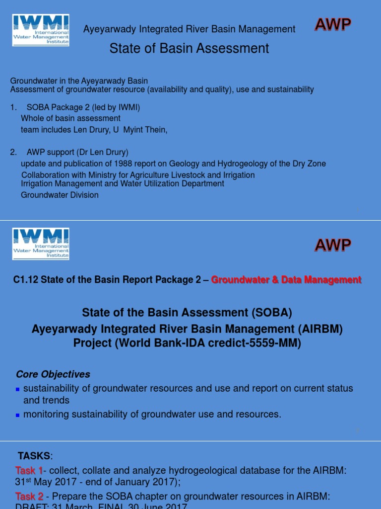 PPTfor WB-IWMI ygn-Robin-U Myint Thein | PDF | Hydrogeology | Groundwater