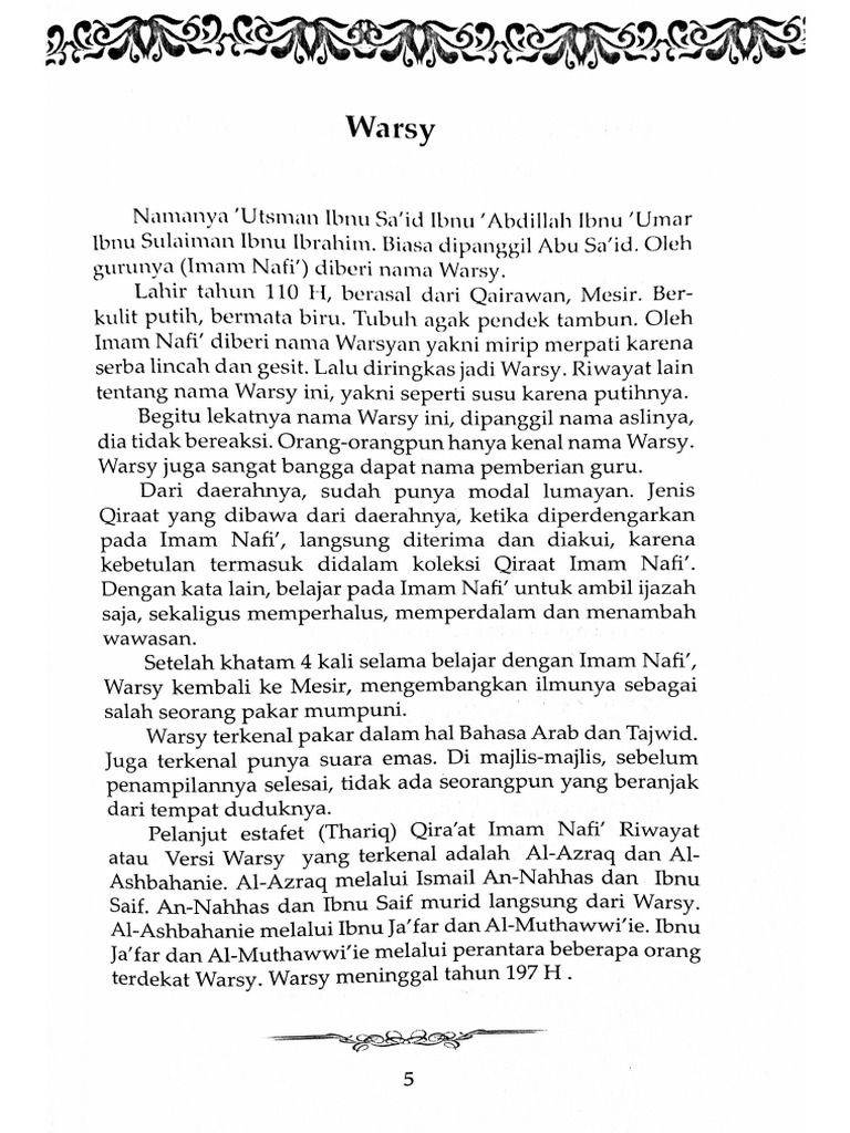 Kaedah Umum Qiraat Imam Nafi' Riwayar Warsy | PDF