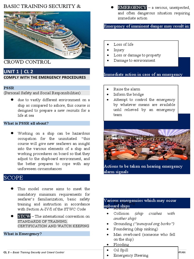 1 Comply With The Emergency Procedures - Reviewer | PDF | Oil Spill | Ships