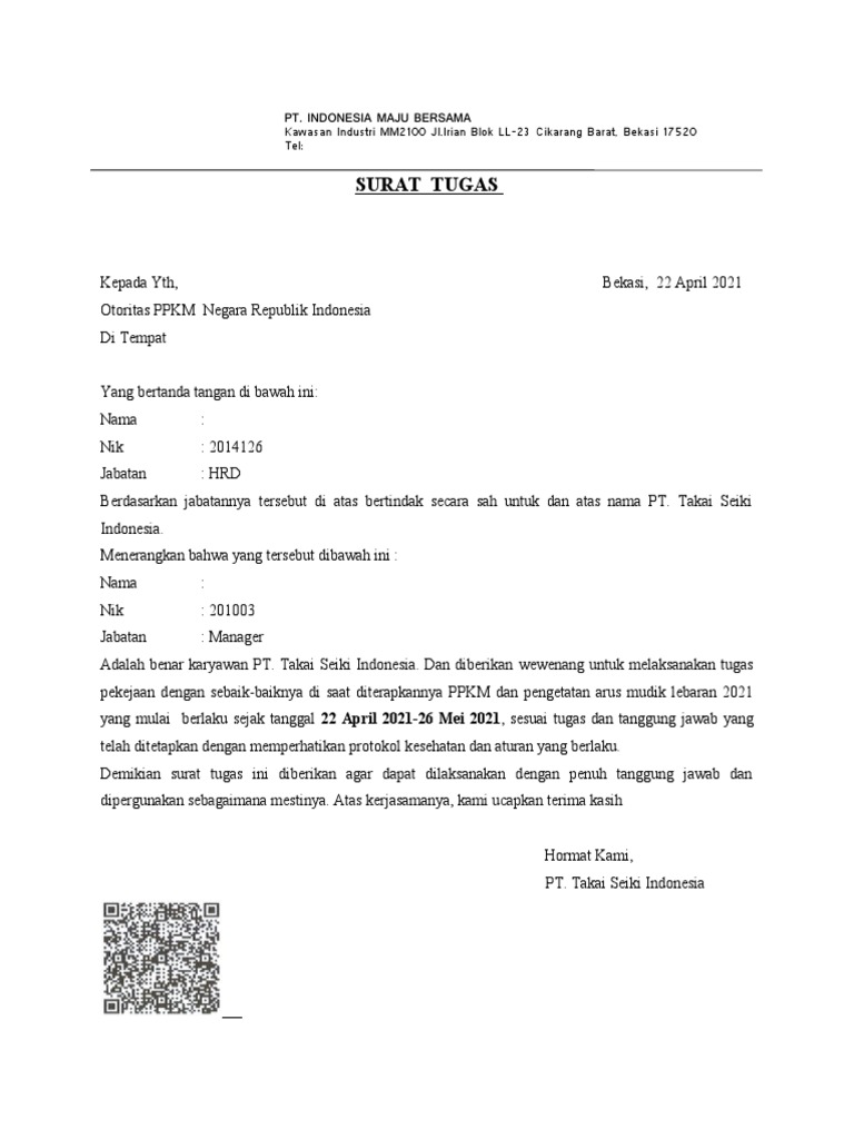 Surat Ijin Keluar Masuk | PDF