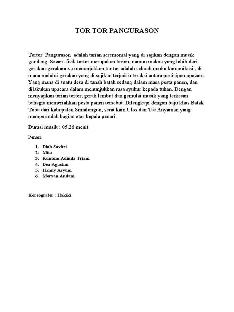 Tor Tor Pangurason | PDF