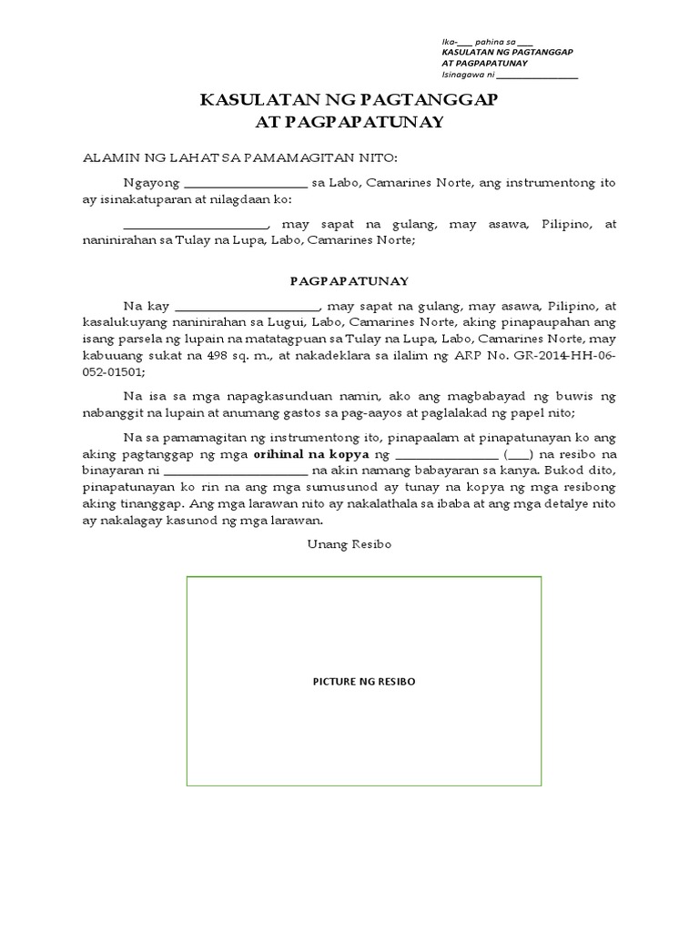 Kasulatan NG Pagtanggap - Ramon Francisco2 | PDF