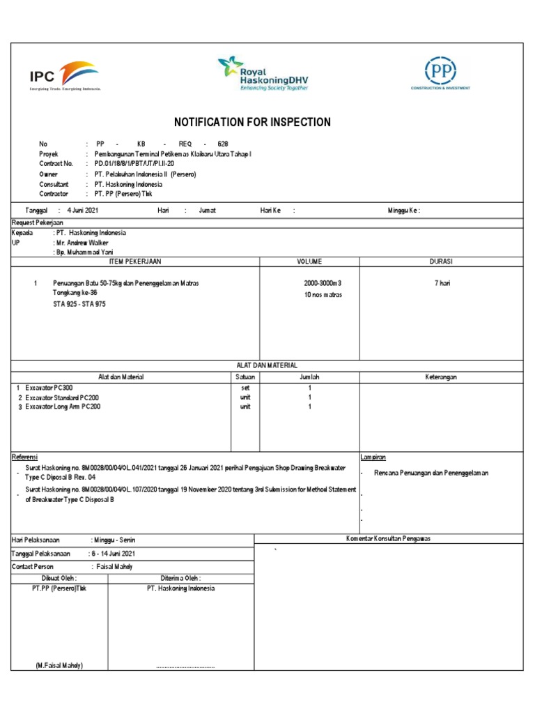 Notification For Inspection | PDF