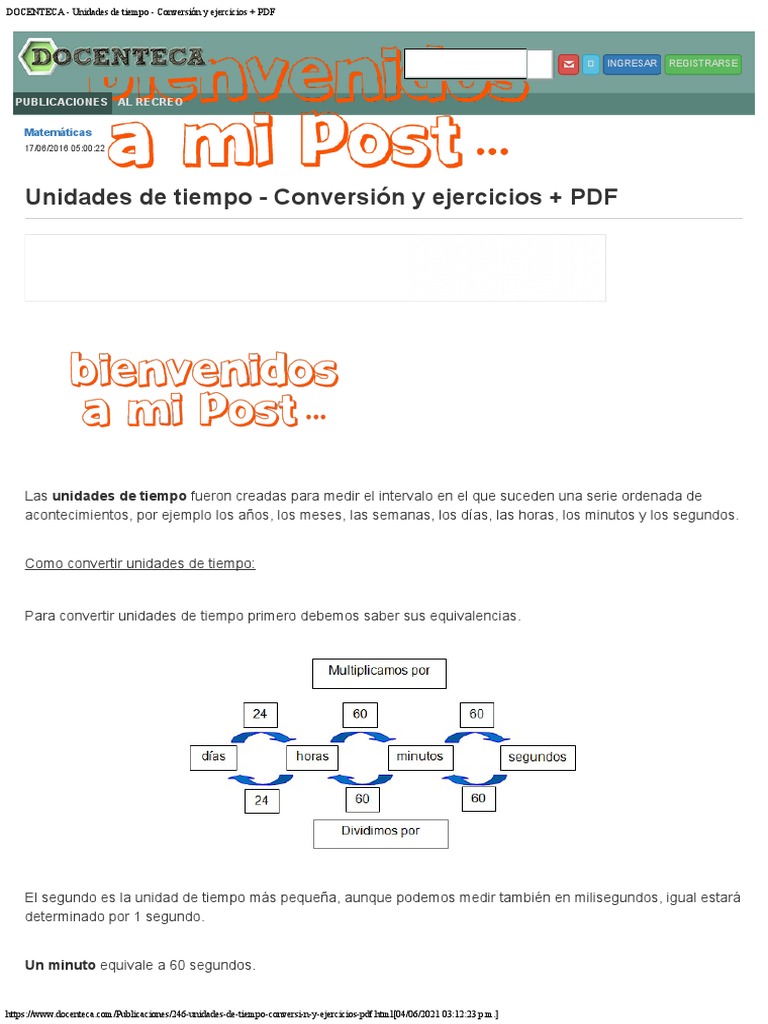 Conversión de Unidades de Tiempo | PDF