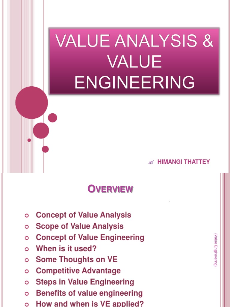 Value Analysis & Engineering | PDF | Value (Economics) | Engineering