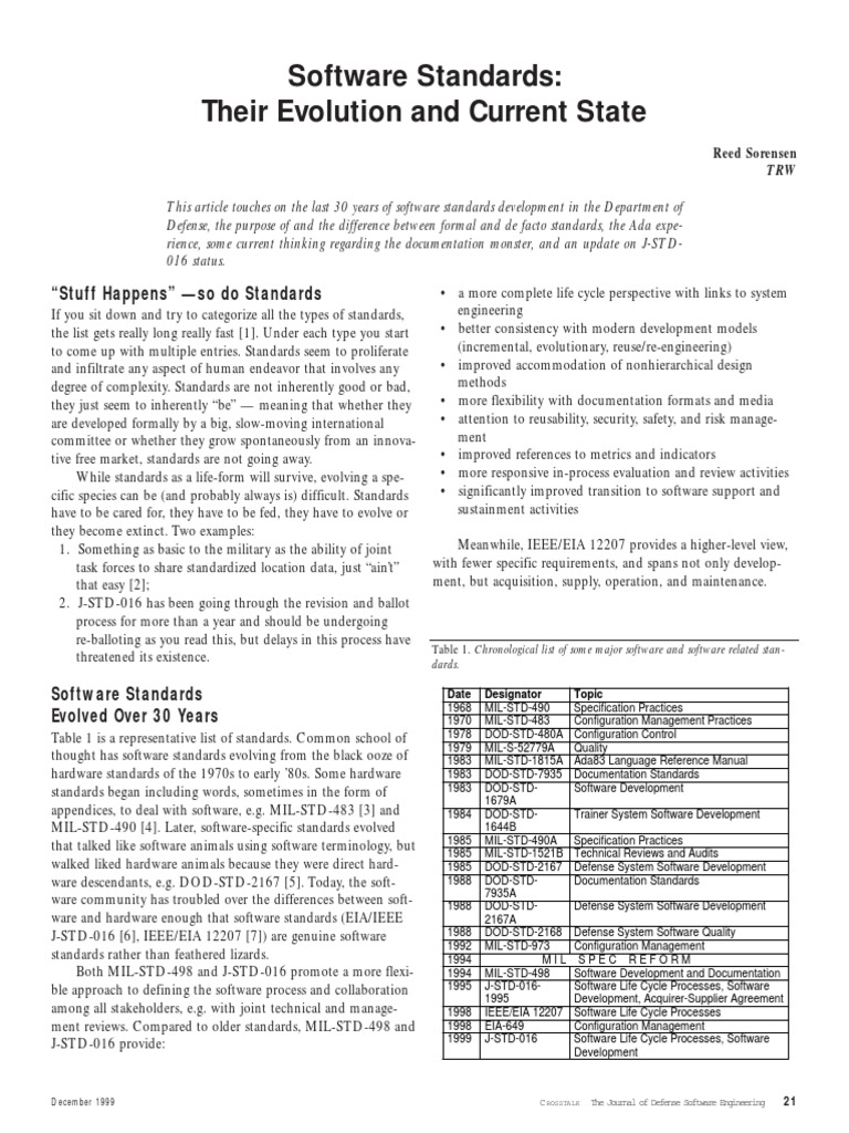 (Article) Software Standards - Their Evolution and Current State (1999 ...