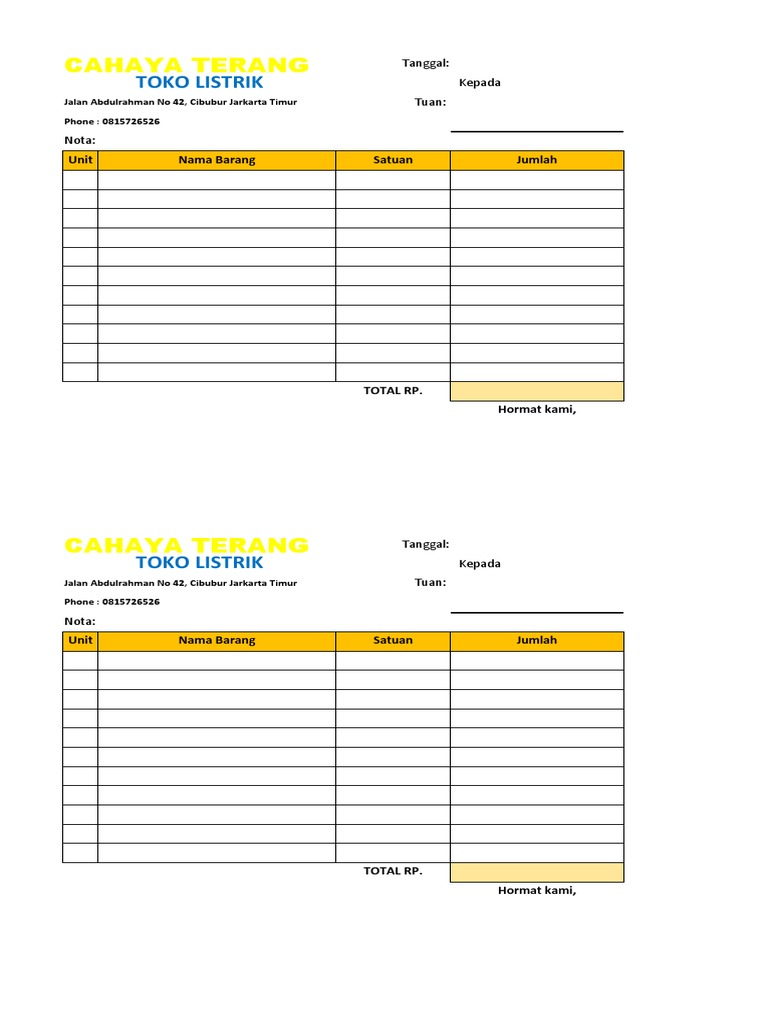 Nota Toko Listrik | PDF