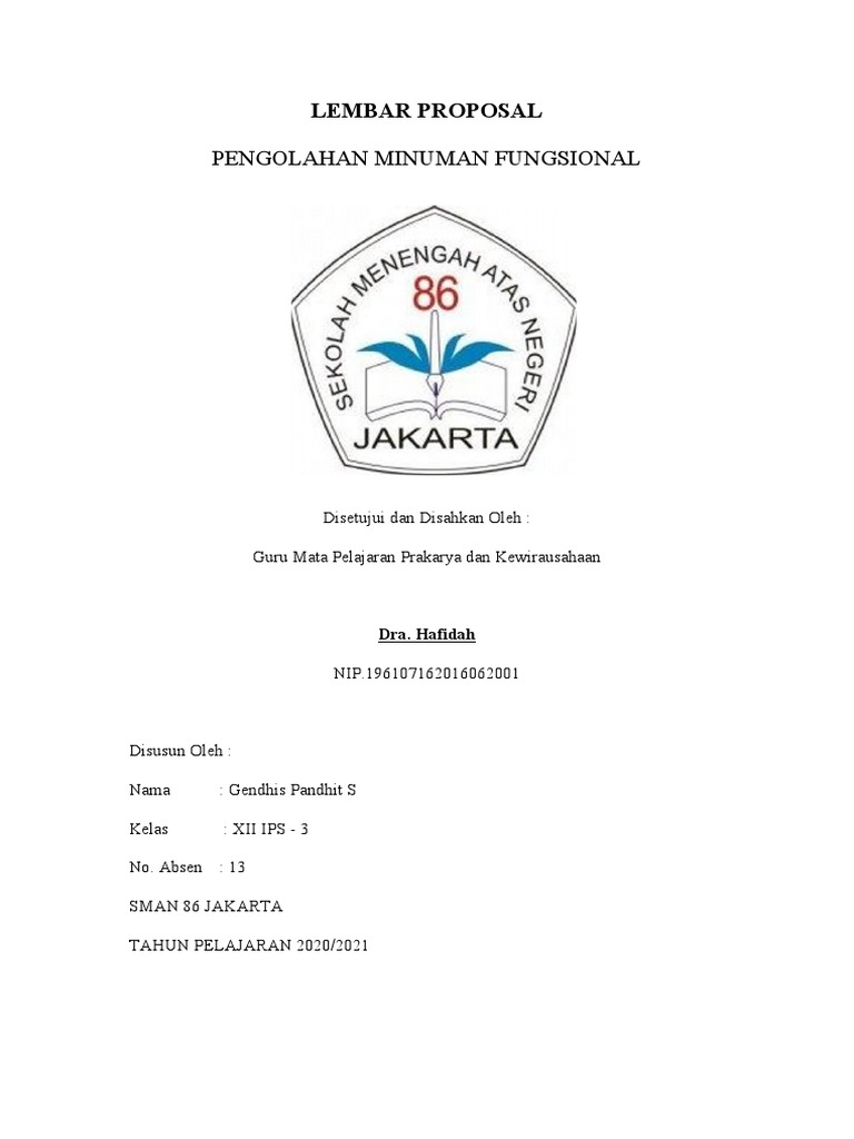 Proposal Minuman Fungsional - Gendhis Pandhit S | PDF