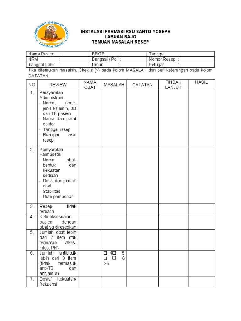 Form Pengkajian Resep Oleh Apt | PDF