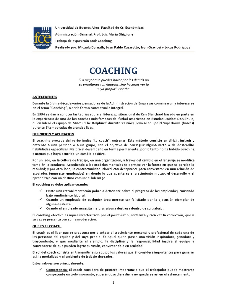 Coaching PAPER FINAL | PDF | Sicología | Cognición