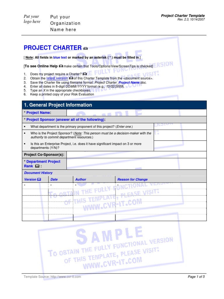 XProject Charter General Template-1 | PDF | Return On Investment ...