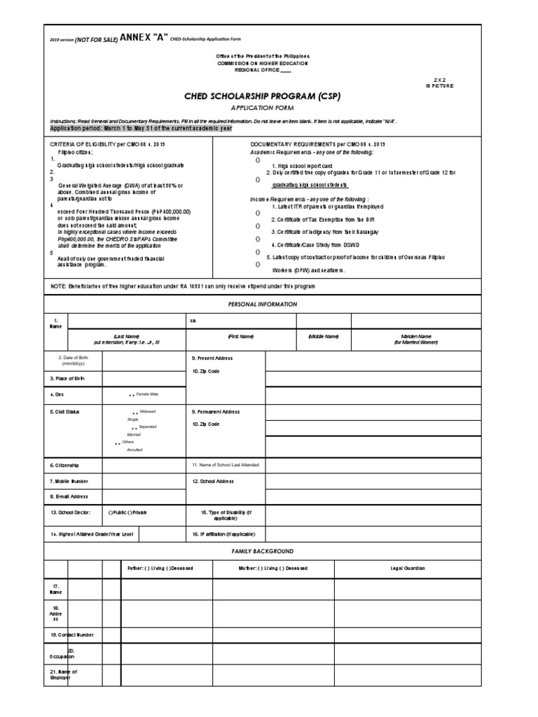 CHED Scholarship Form 2020 | PDF | Government | Business