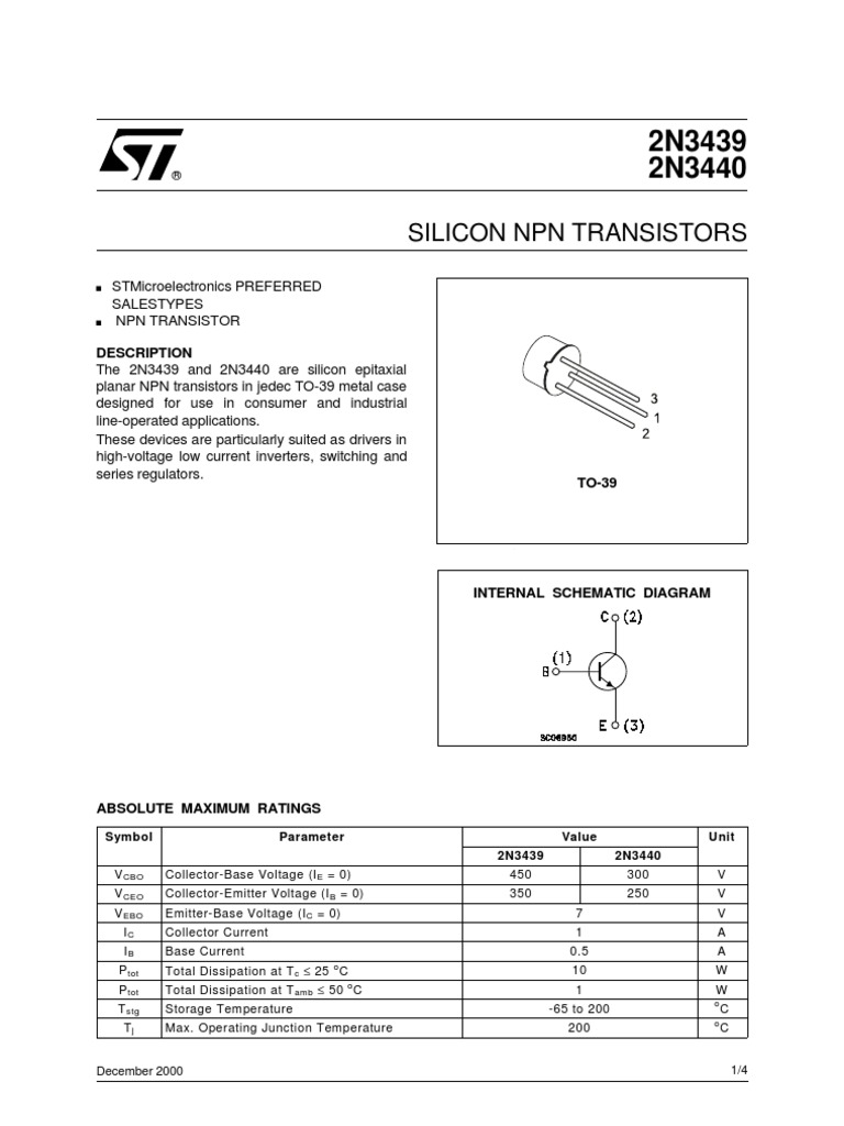 2N3440 STM Transistor | Bipolar Junction Transistor | Transistor