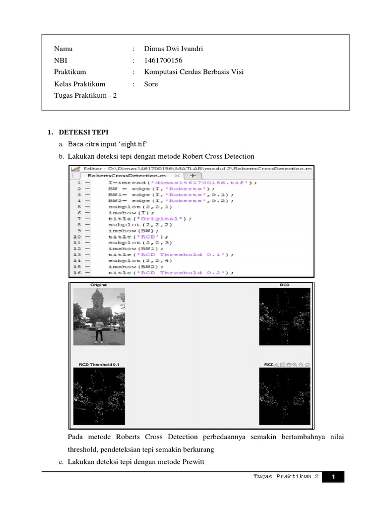Deteksi Tepi: Tugas Praktikum 2 | PDF | Teknologi & Rekayasa