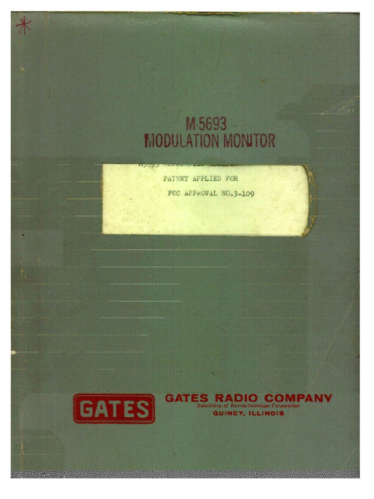 Gates M 5693 Modulation Monitor 1959 | PDF | Amplitude | Detector (Radio)