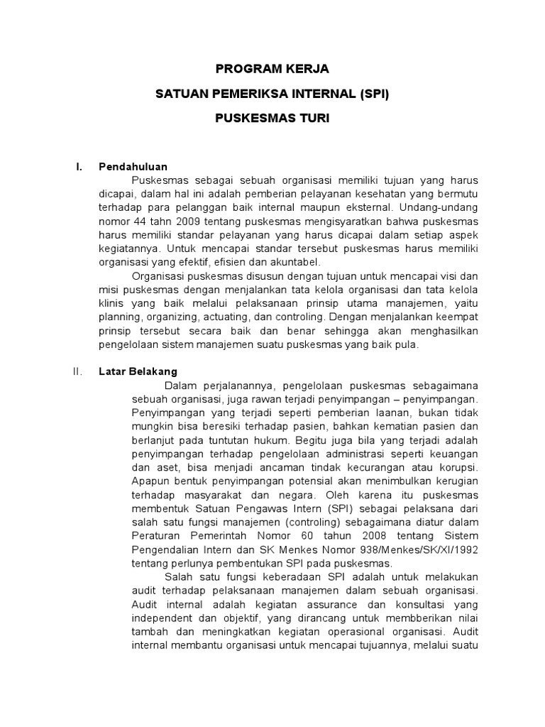 Program Kerja Spi | PDF | Bisnis
