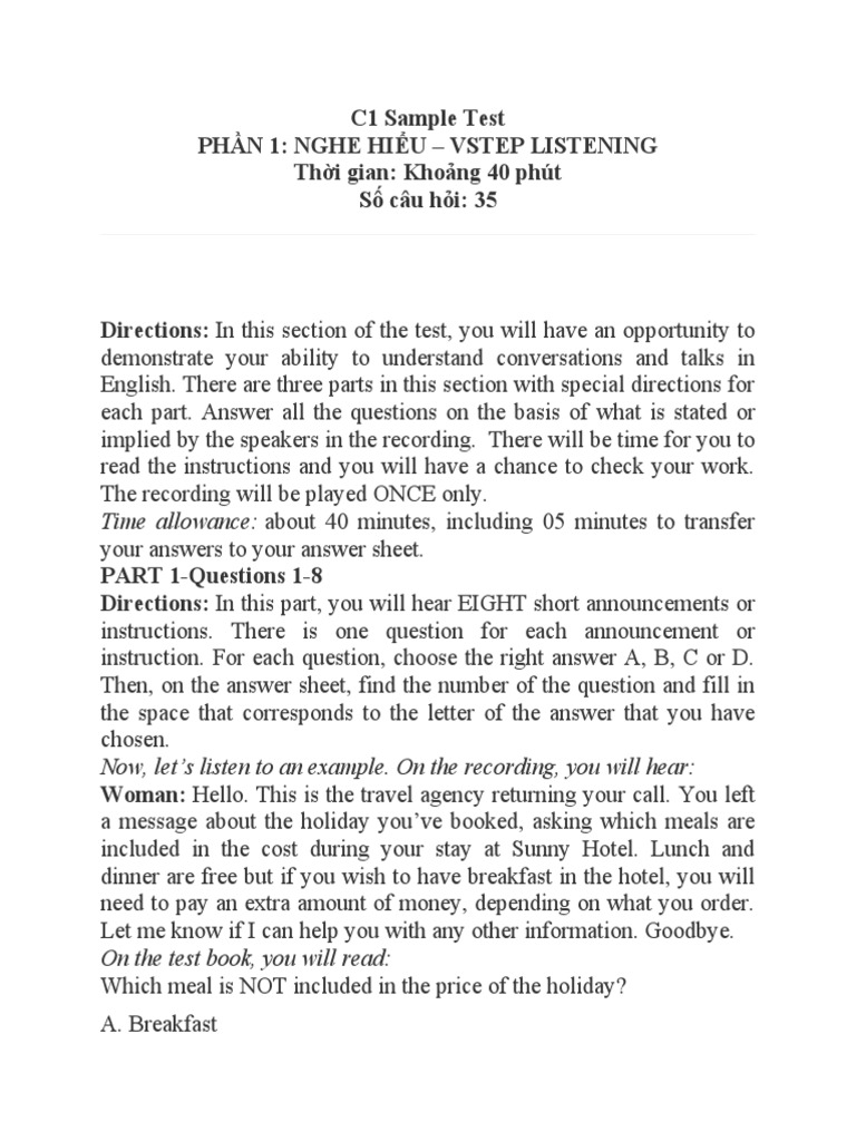 B1-C1 Sample Test | PDF | Reading Comprehension | Life