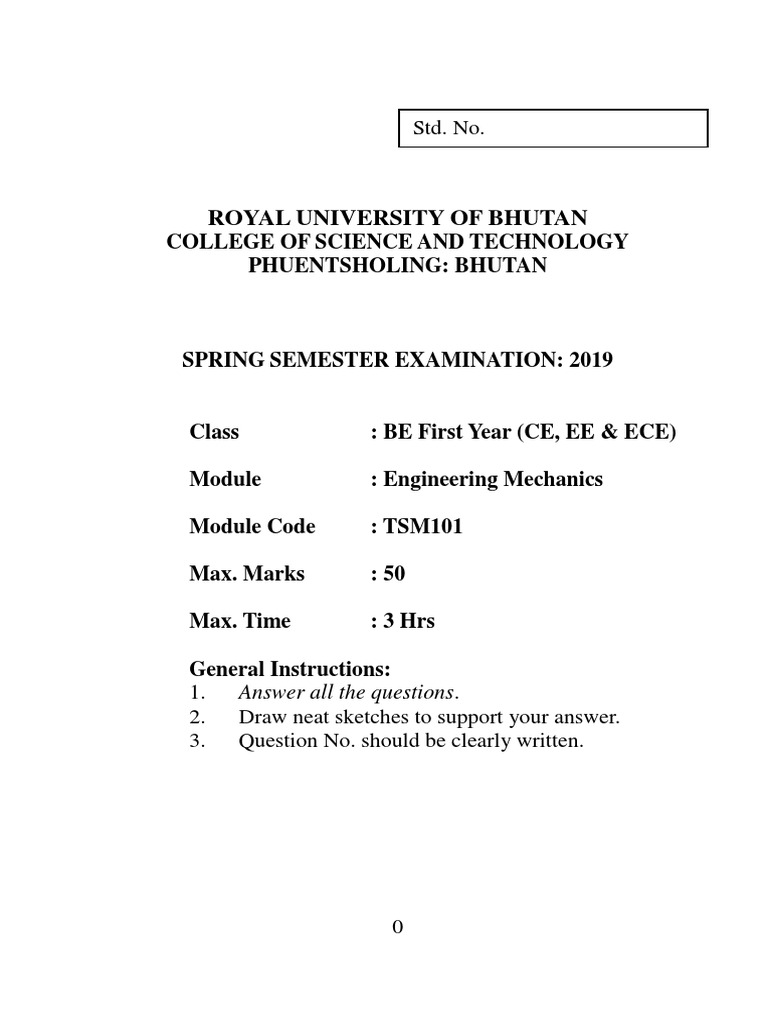 TSM101 (SS2019) - Set A | PDF | Force | Friction