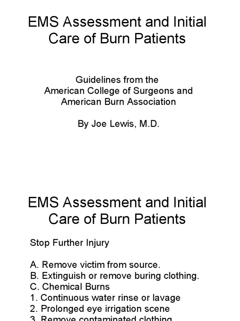 EMS Assessment and Initial Care of Burn Patients | PDF | Burn ...