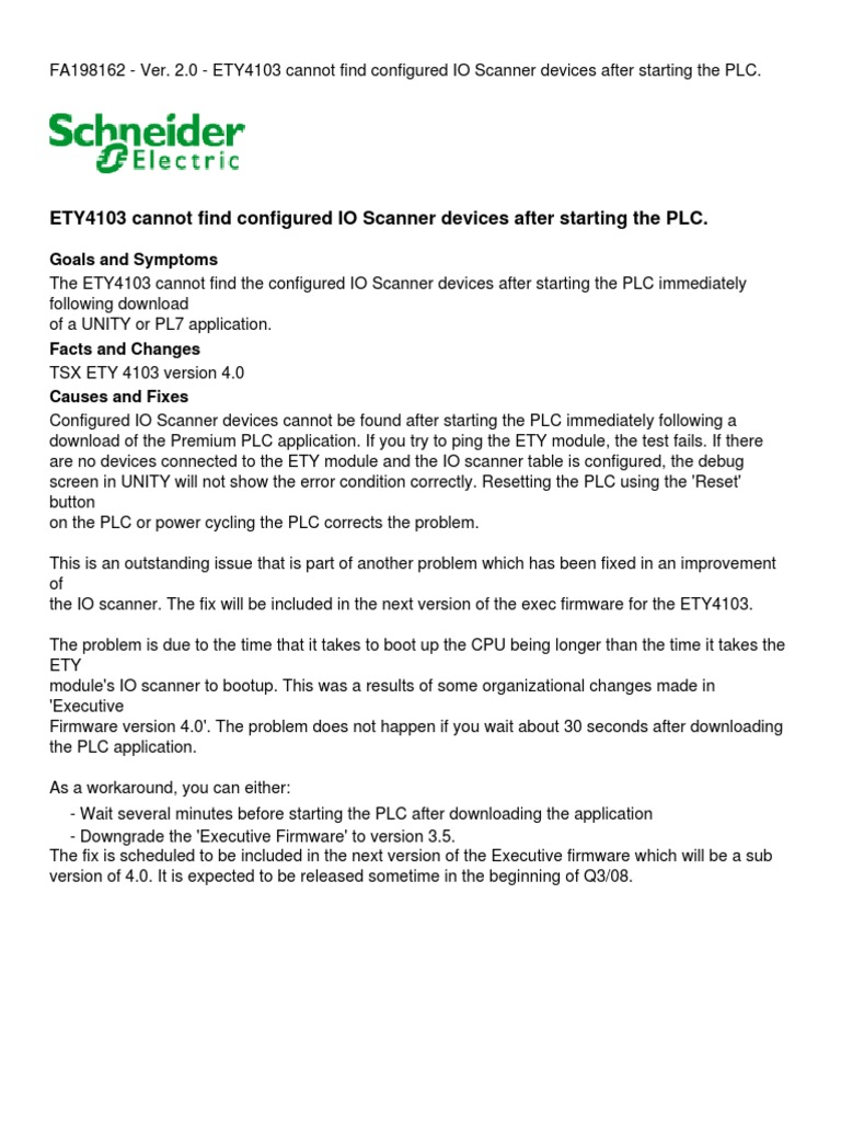 ETY4103 Cannot Find Configured IO Scanner Devices After Starting The ...