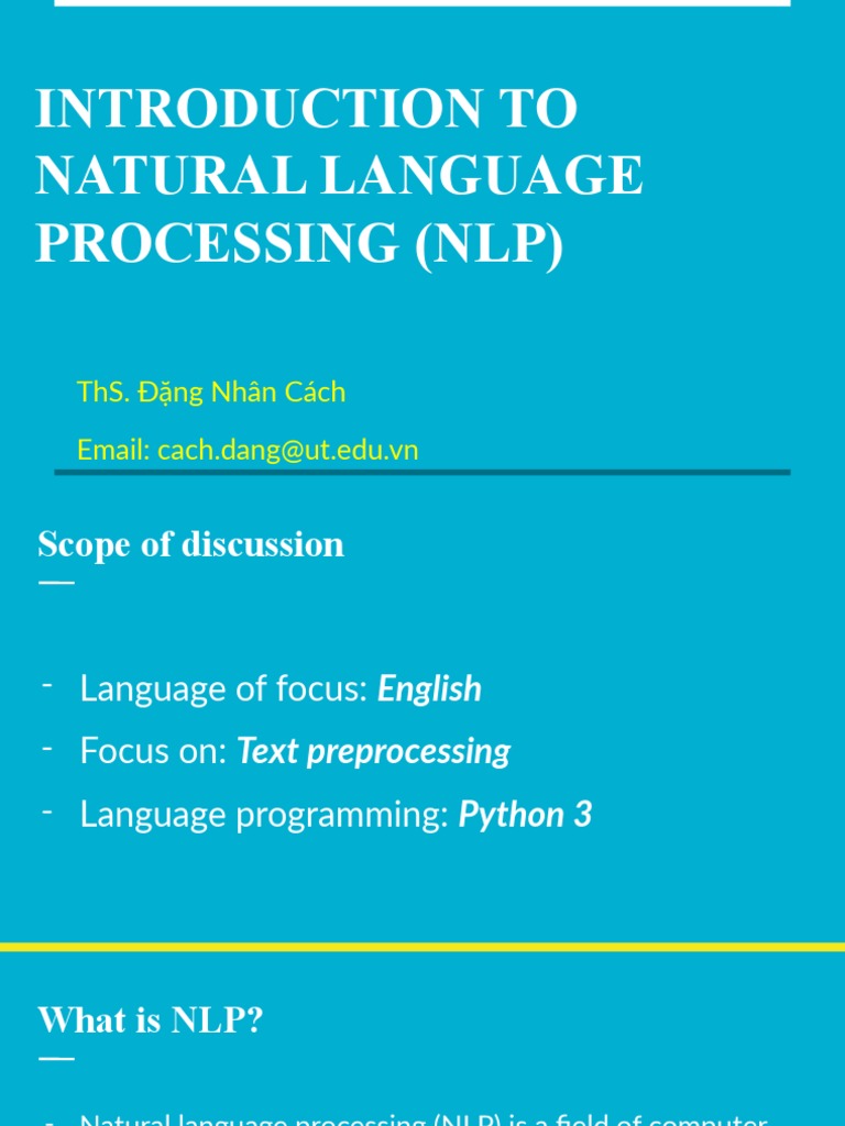 Introduction To Natural Language Processing (Nlp) : Ths. Đặng Nhân Cách ...