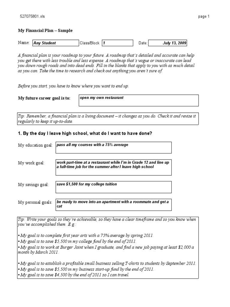 Financial Plan Template 18 | PDF | Student Loan | Debt