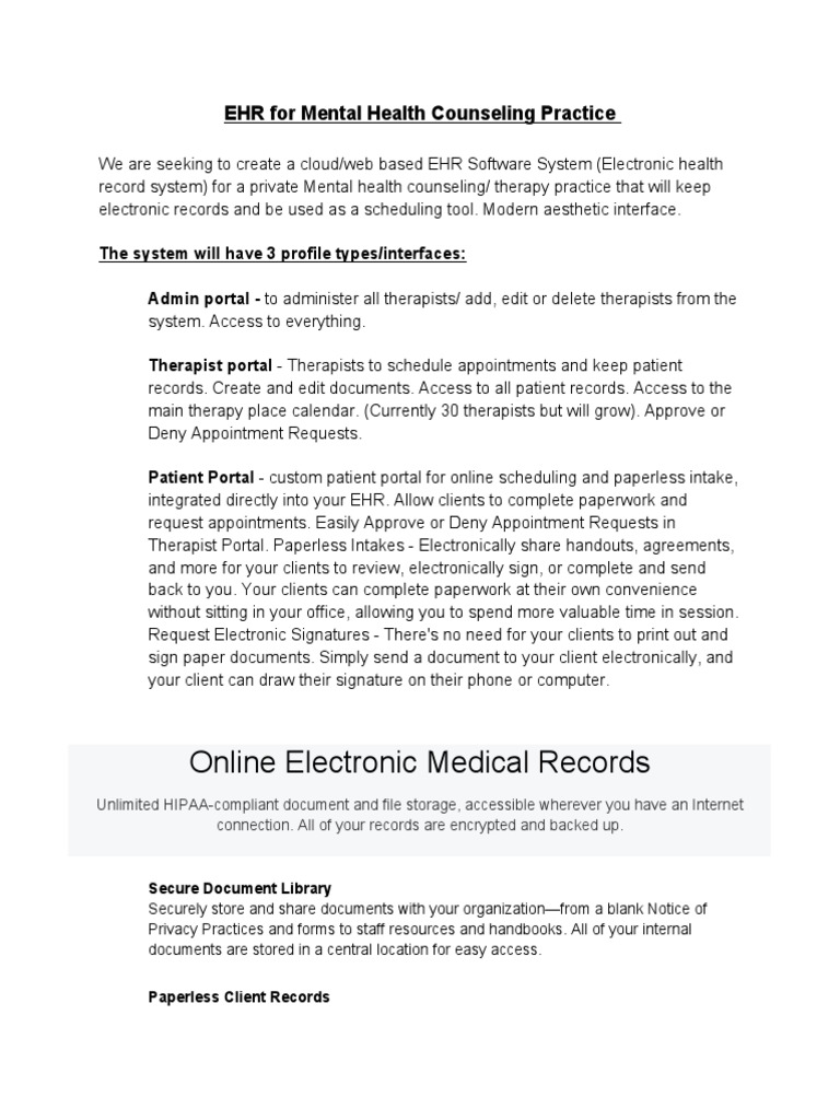 Online Electronic Medical Records: EHR For Mental Health Counseling ...