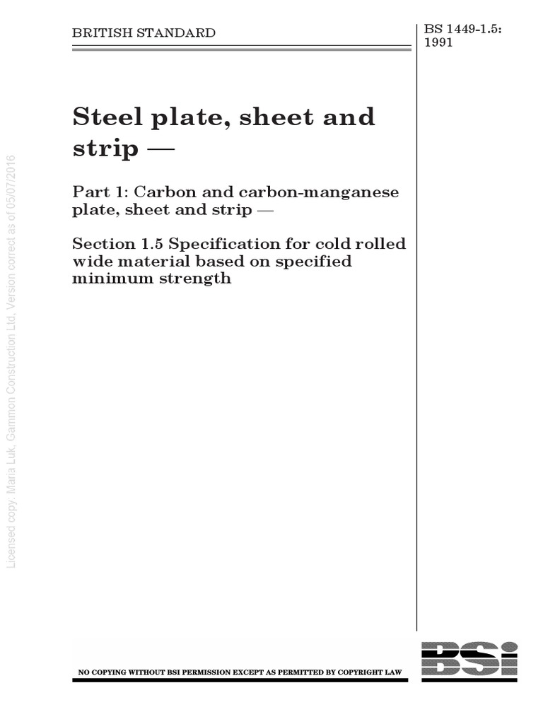 BS 1449 PT 1 Sec 1 - 5 1991 Cold Rolled S - S by BS EN 10268 | PDF ...