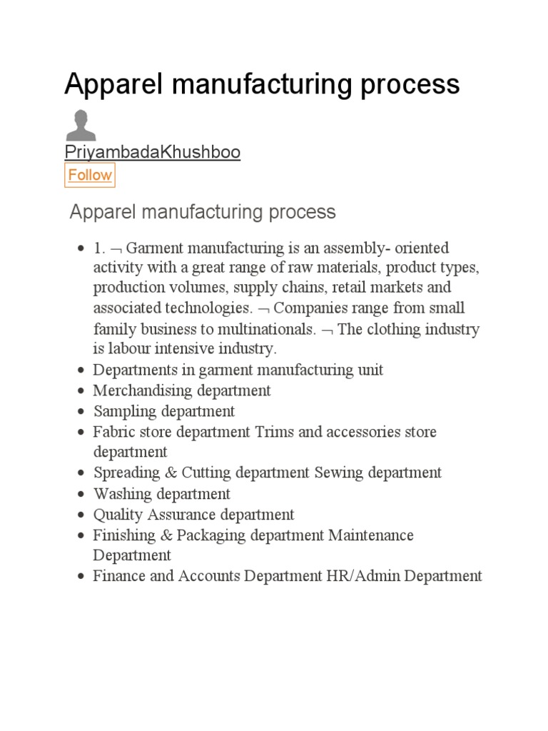 Clothing Manufacturing Process