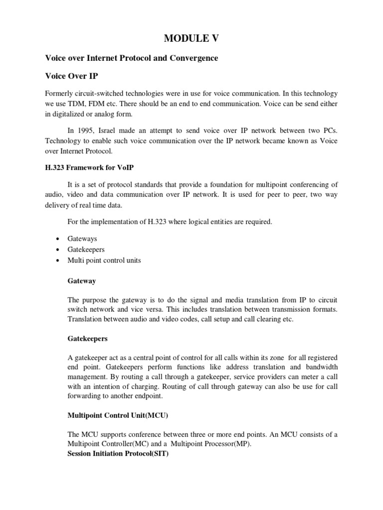 Voice Over Internet Protocol and Convergence Voice Over Ip: H.323 Framework For Voip | PDF ...