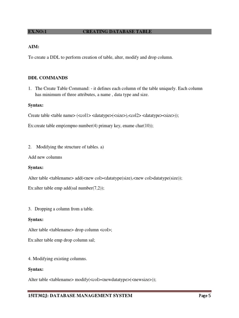 DBMS Manual1 | PDF | Relational Database | Table (Database)