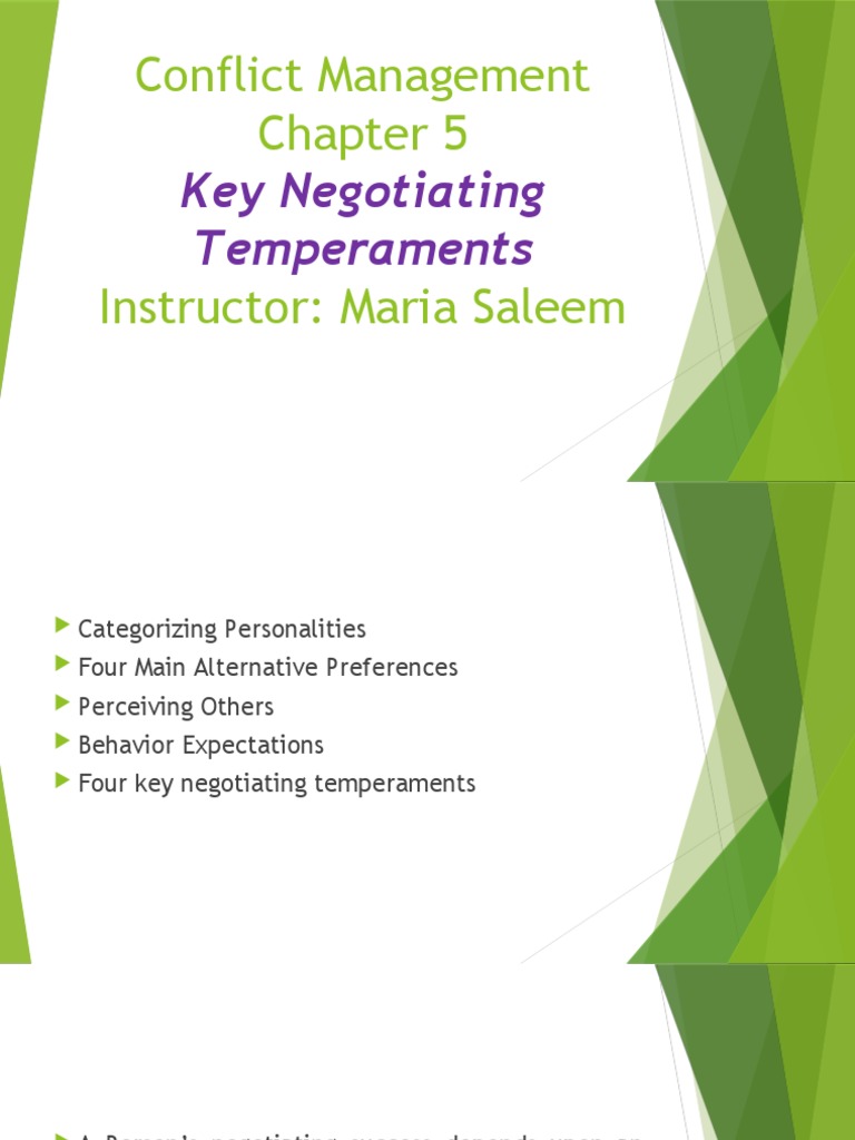 Understanding Negotiating Temperaments: How Personality Preferences ...