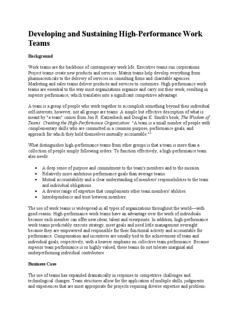 Building High-Performance Work Teams | PDF | Goal | Leadership