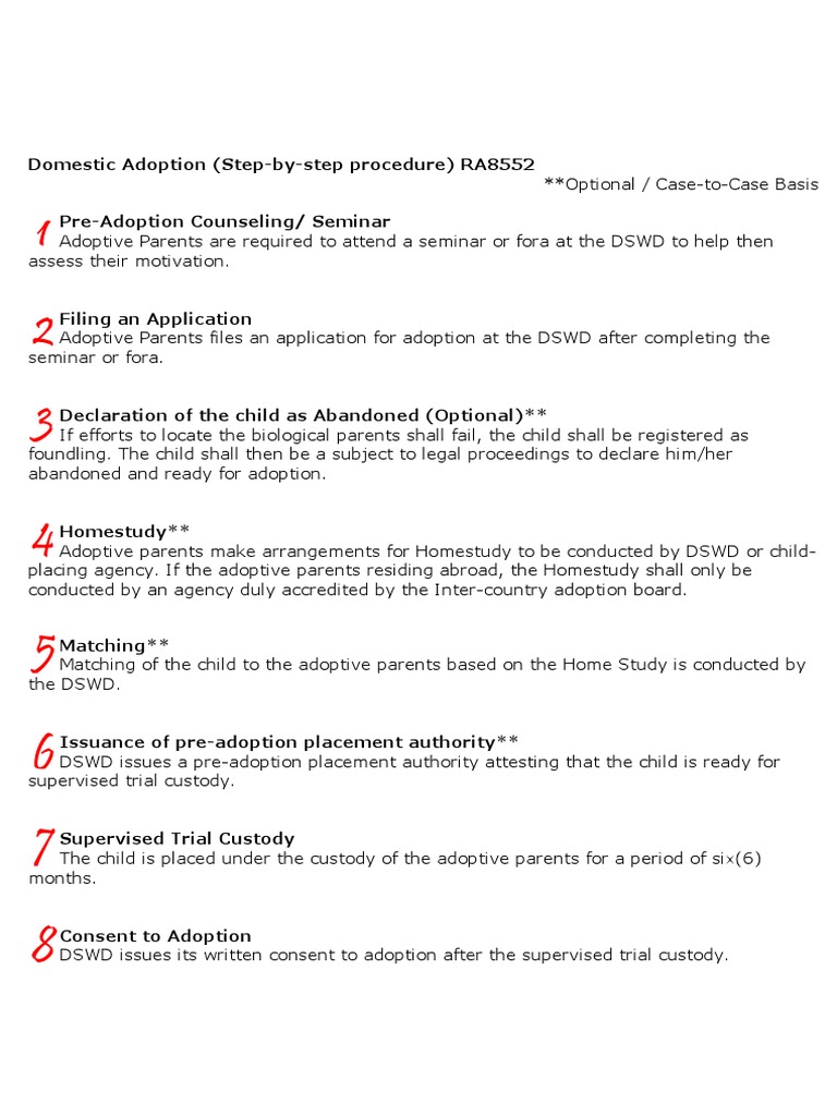 Step-by-Step Guide to Domestic Adoption | PDF | Adoption | Child Custody