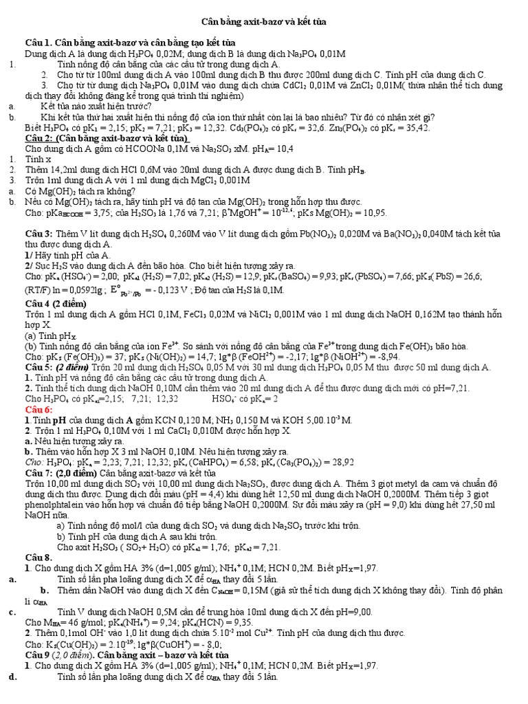 Cân Bằng Axit,Bazo | PDF