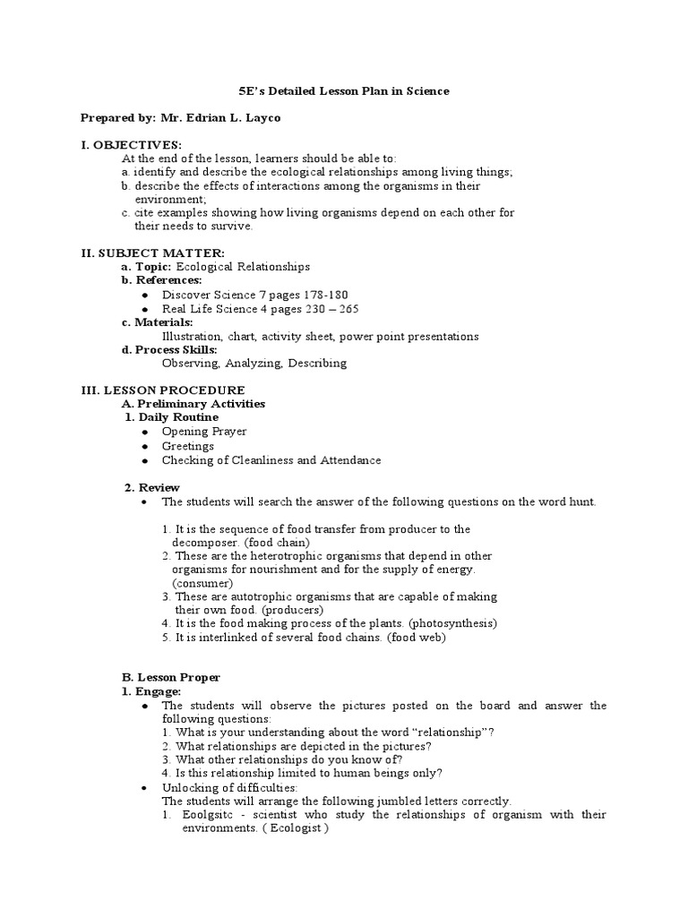 Lesson Plan About Symbiotic Relationship | PDF | Parasitism ...