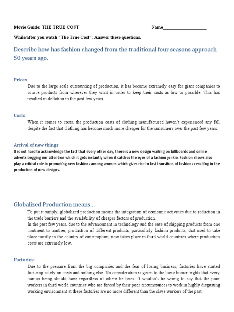 The True Cost by YouTube | PDF | Sweatshop | Fashion