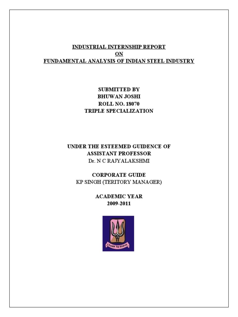 IIP REPORT On Fundamental Analysis On Indian Steel Industry | PDF ...