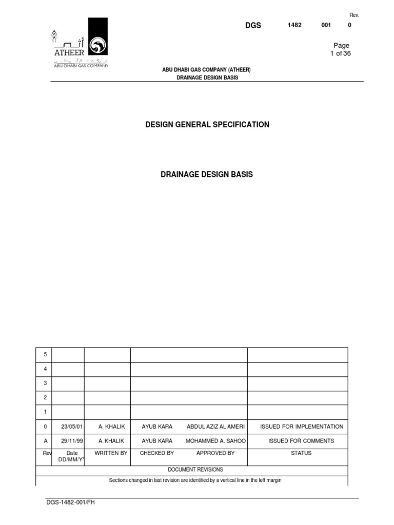 DGS-1482-001 Drainage Design Basis | PDF | Storm Drain | Specification ...