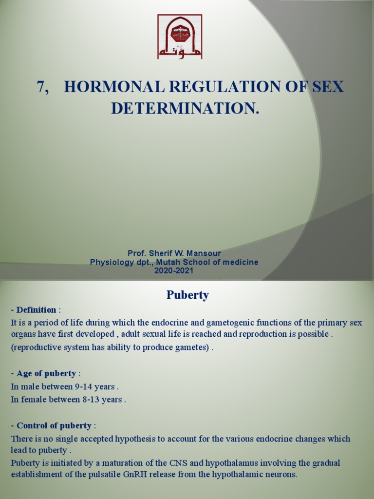 7 Hormonal Regulation Of Sex Determination Pdf Puberty Sex Organ