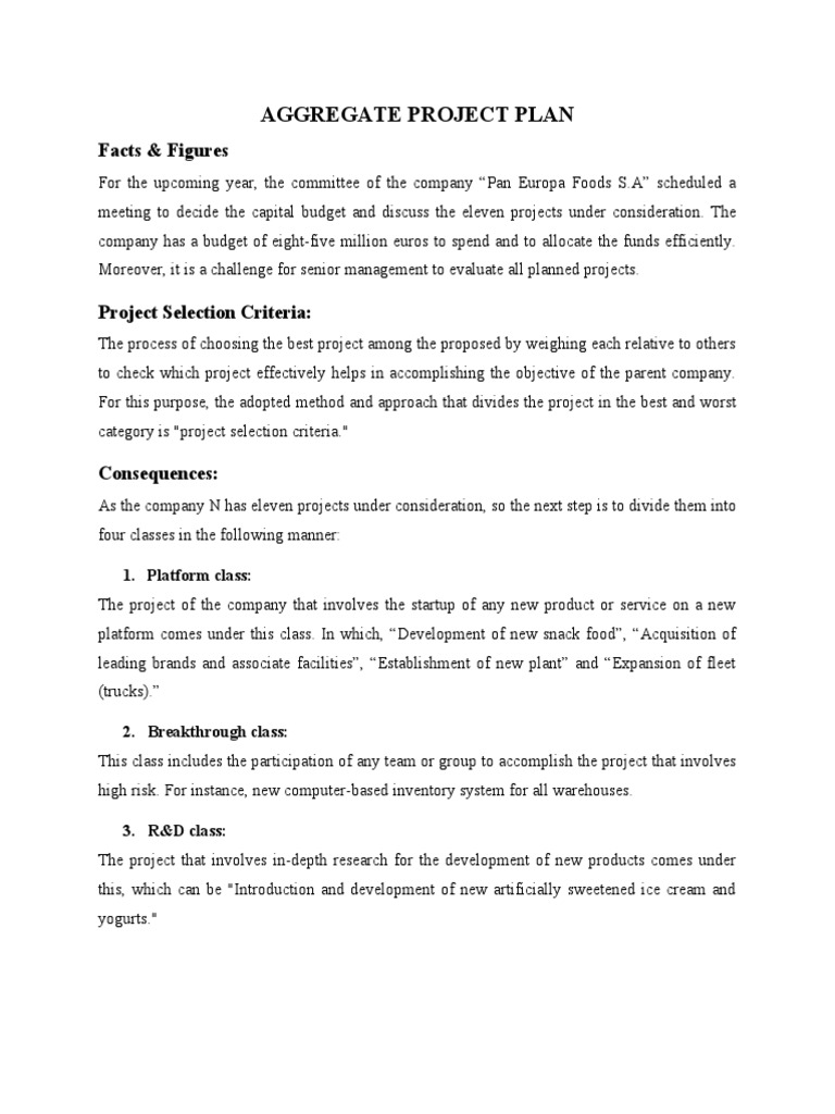 Aggregate Project Plan: Facts & Figures | PDF | Inventory | Economies