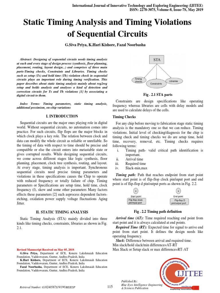 Static Timing Analysis and Timing Violations of Sequential Circuits ...