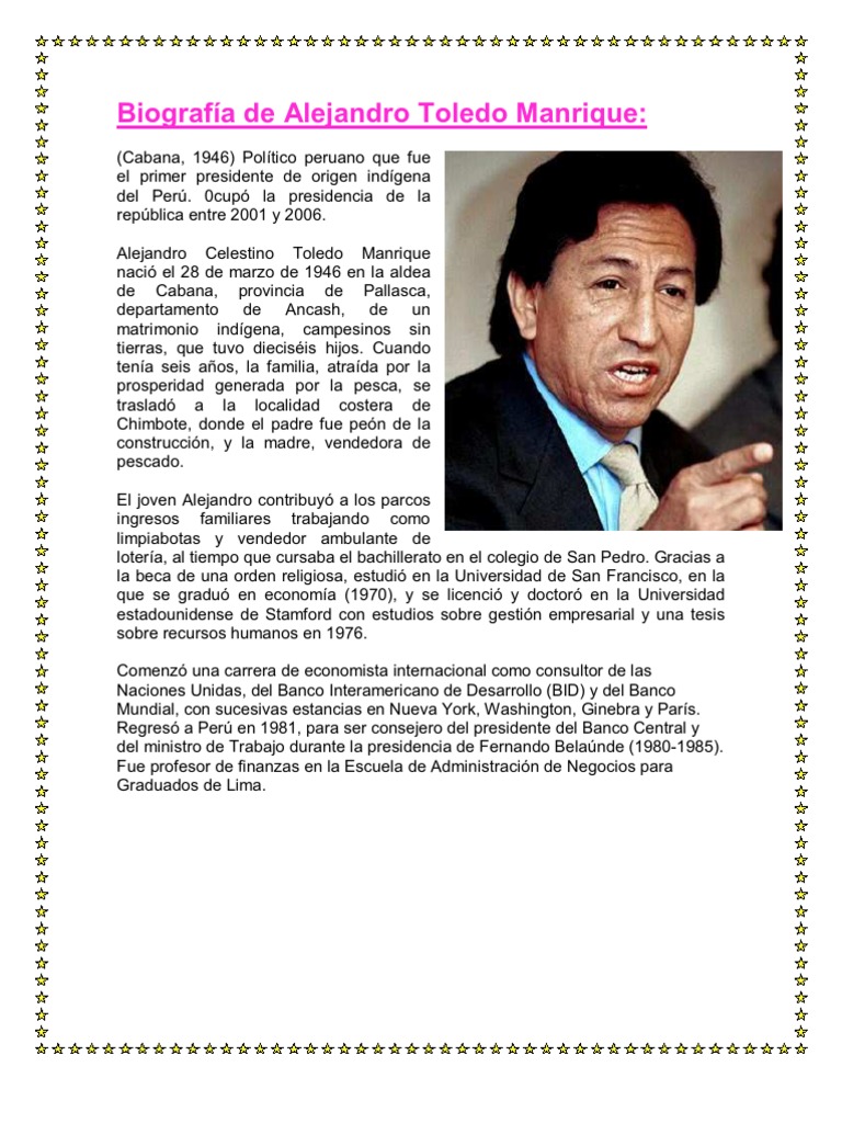 Biografía de Alejandro Toledo Manrique | Cooperacion economica Asia ...
