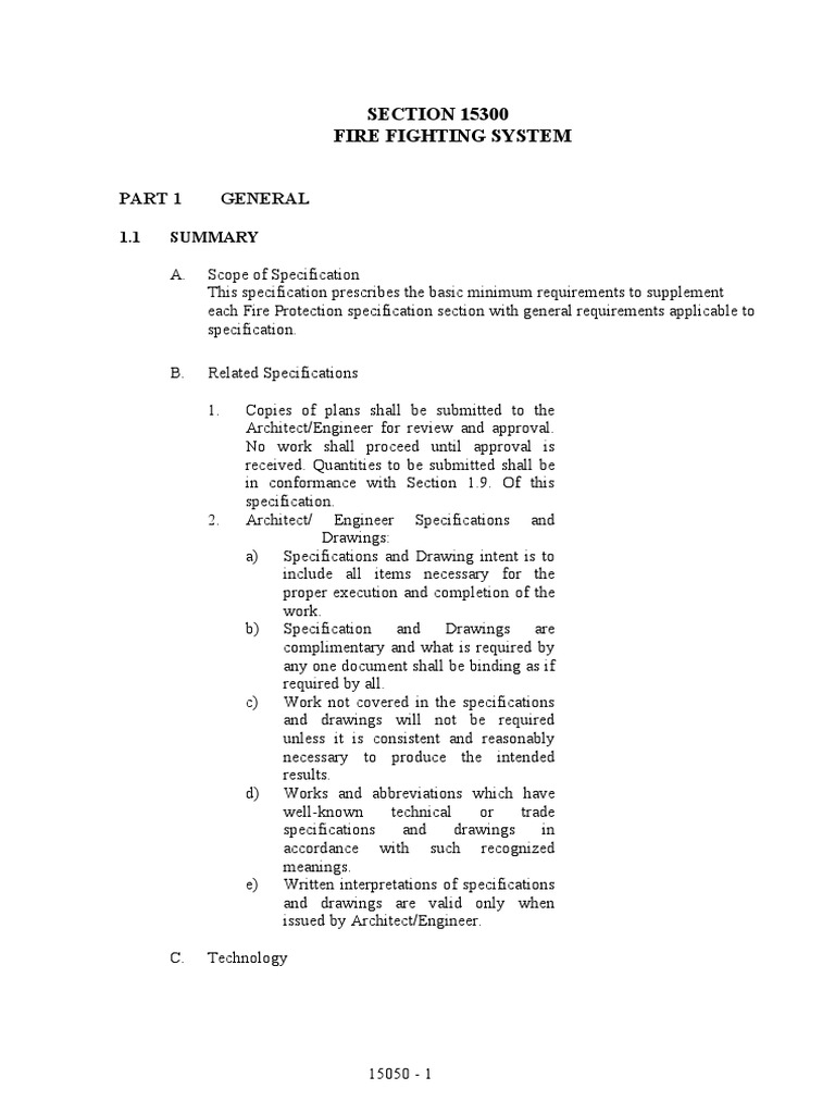 Fire Fighting System | PDF | Specification (Technical Standard ...