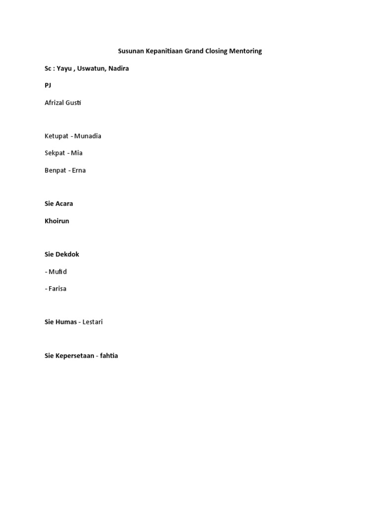 Panitia Grand Closing | PDF