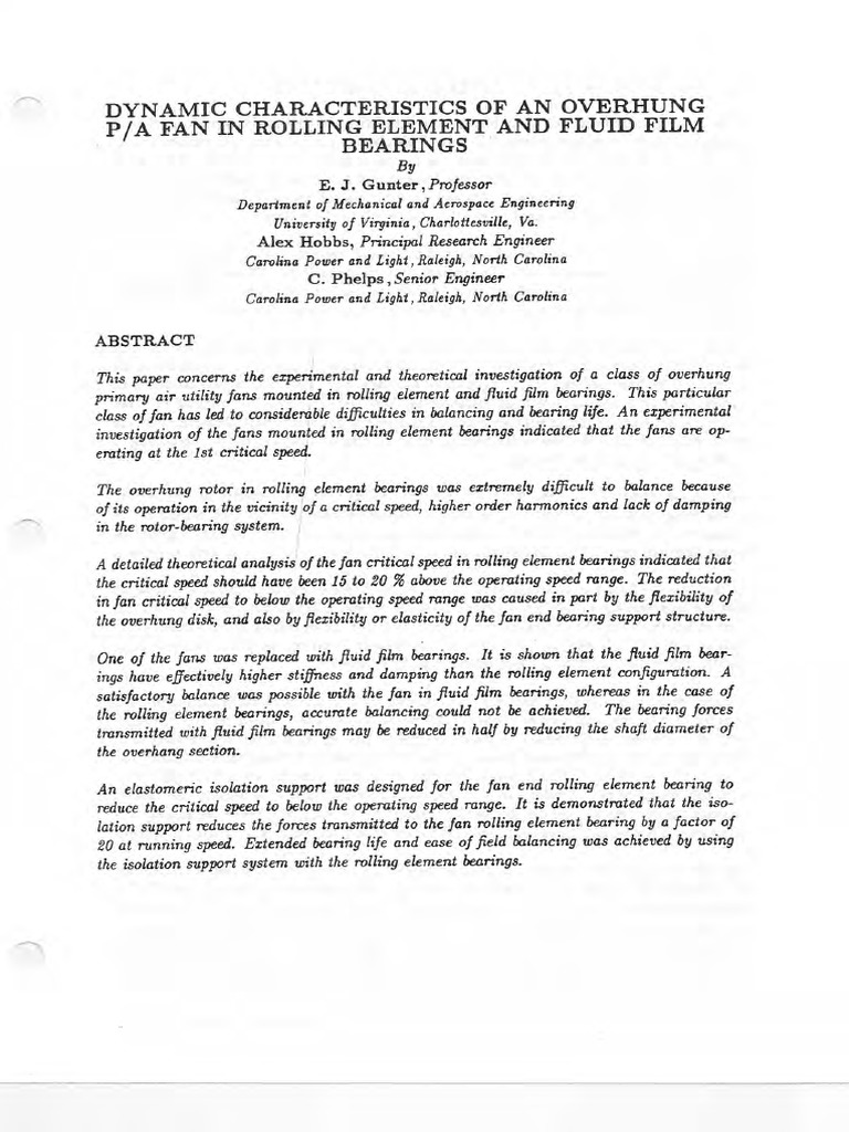 Vibration Overhung Fan Rolling Element and Fluid Bearings 1616043975 | PDF