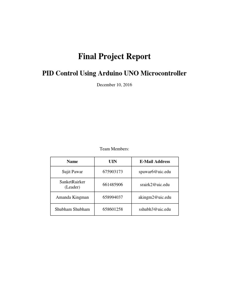 Final Project Report: PID Control Using Arduino UNO Microcontroller ...