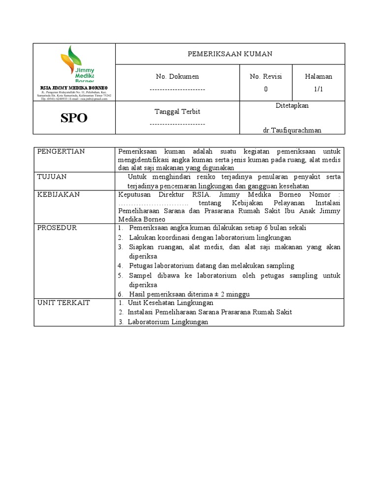 22 Spo Pemeriksaan Kuman | PDF