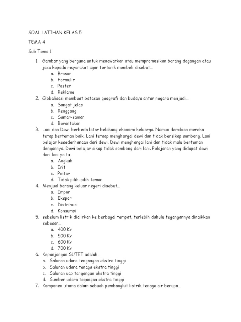 Soal Latihan Kelas 5 | PDF