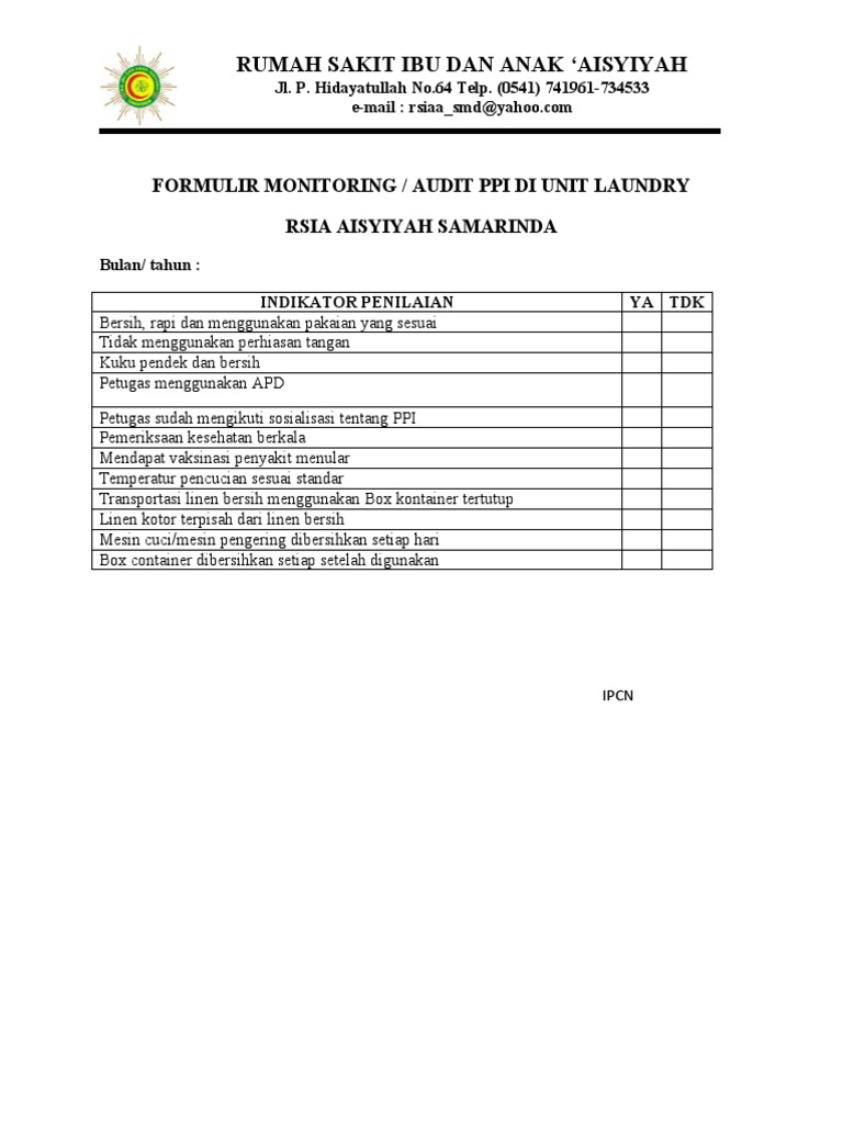Monitoring Audit Ruang Laundry | PDF